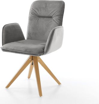 DELIFE Esszimmerstuhl Vinja-Flex Samt Grau Holzgestell kantig Natur, Esszimmerst&uuml;hle