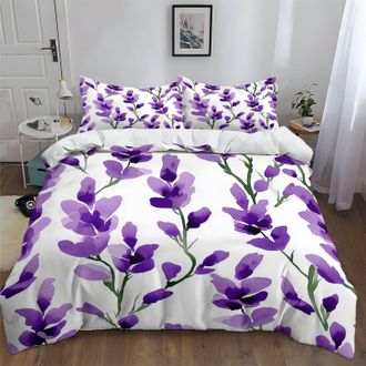 Generic Lila Lavendel Bettw&auml;sche 135 x 200 cm f&uuml;r Kinder Jungen Teenager, Weicher Angenehmer Atmungsaktiver Mikrofaser-Bettbezug - Aquarellmuster Bedruckte Be