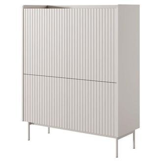 Selsey Liwelo Highboard 126,2 x 103,2 x 38 cm - Graubeige Kommodenschrank - 8 Fächer, Selbstmontage - Moderne Möbel mit Eichenholzoptik - Ideale Aufbewahrung