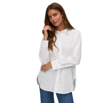 Vero Moda Damen Vmelina Ls Shirt WVN Noos, Bright White, Medium