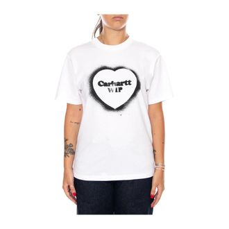 Carhartt Work in Progress Femme, Tops, Blanc, Taille: 36 FR T-shirt Spray Heart Femme