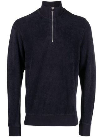 Orlebar Brown pull en coton &agrave; col zipp&eacute; - Bleu