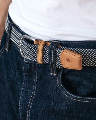 Faguo Ceinture tress&eacute;e &eacute;cru et bleu