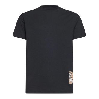 Burberry Check Label T-Shirt - - Tops - Herren - Schwarzk - XS