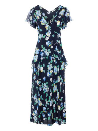 Rixo Evie floral V-neck midi dress - Bleu