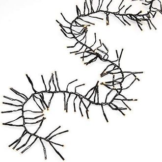 Konstsmide Micro LED Büschellichterkette Cluster, mit 8 Funktionen, Steuergerät und Memoryfunktion, 576 bernsteinfarbene Dioden, 36V Außentrafo, schwarzes Kabel 