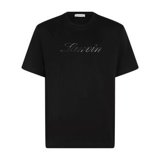 Lanvin Homme, Tops, Noir, Taille: M T-shirt Noir avec Logo Brodé
