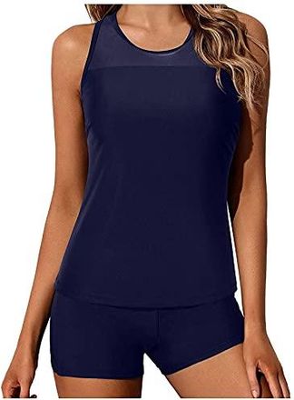 Generic Montre Homme avec Réveil Maillot de Bain Femme Haut Maillot de Bain Maillot de Bain Ventre Tankinis Ensemble O Homme, bleu, L