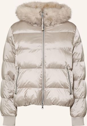 No.1 Como Steppjacke Mit Kunstfell grau