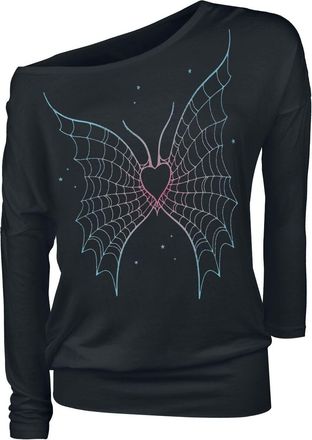 Full Volume by EMP Damen schwarzes Langarmshirt mit &Auml;rmeldruck und Frontdruck XXL