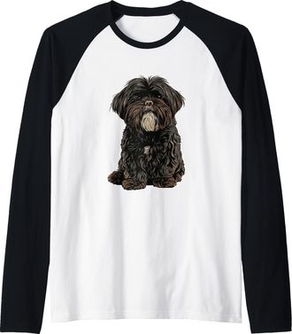 Whyitsme Design Schwarzer Shih Tzu Hund Illustration Raglan