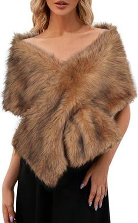 Generic Poncho Femme Hiver Chaud Chale Femme Hiver Chaud Cape Femme Effet enveloppant Ch&acirc;le Mariage Long &Eacute;l&eacute;gant Imitation Soie Accessoire Mari&eacute;e