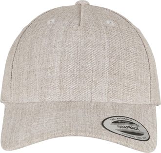 Flexfit Unisex Kappe 5-Panel Premium Curved Visor Snapback Cap Baseballkappe, Heather Grey, one Size