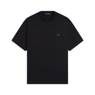 Fred Perry T-shirt &agrave; imprim&eacute; r&eacute;fl&eacute;chissant - Homme - Tops - Noir - Taille: L