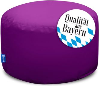 Bruni Pouf Sitzhocker L in Violett - runder Sitzpouf, Indoor und Outdoor als Fußhocker, Yoga-Sitzkissen, Meditationskissen geeignet, in Deutschland gefertig