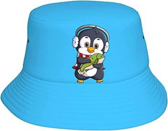 Generic Casual Chapeau de Soleil Le Mignon Pingouin est Heureux et Tient Un Poisson Chapeaux de Soleil de Plage Unisex Bonnet de Soleil pour Filles Camping Fe
