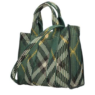 Burberry Womens Jacquard Woven Tote Green Fabric