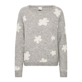 Ichi Ichi, Femme, Pulls, Gris, Taille: 44 FR Pull en Tricot Gris Chin&eacute;