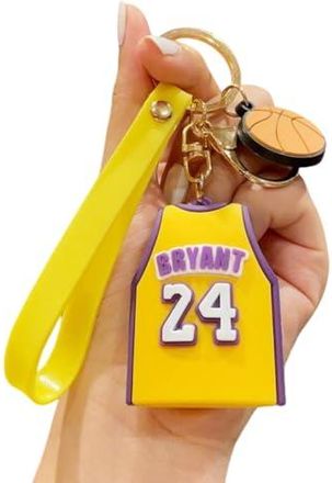 Generic T-shirt porte-clés compatible avec NBA 24 Lakers dans étui couleur licorne basket-ball gadgets accessoires idée cadeau homme femme enfant pendentif cr
