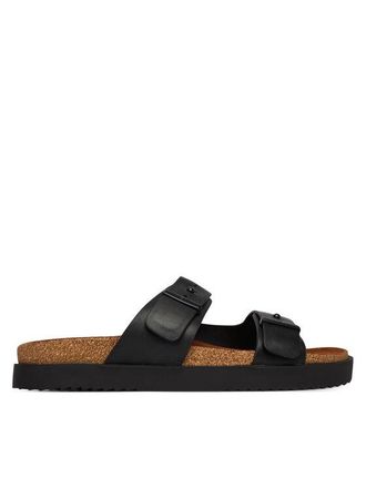 Tommy Hilfiger Pantoletten Cork Adjustable Lth Sandal FM0FM05754 Schwarz