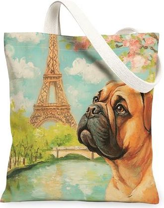 Generic Sac fourre-tout en toile pour le shopping 33 x 38 cm, sac d&eacute;picerie r&eacute;utilisable en tissu &agrave; bandouli&egrave;re pour femme, peinture danimaux domestiques, d&eacute;c