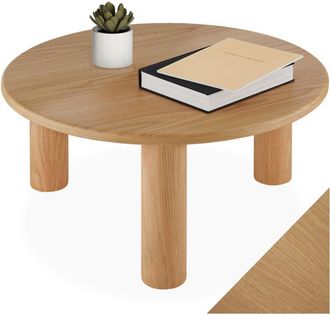 TecTake Table basse ronde avec pieds en bois massif et plateau MDF plaqué