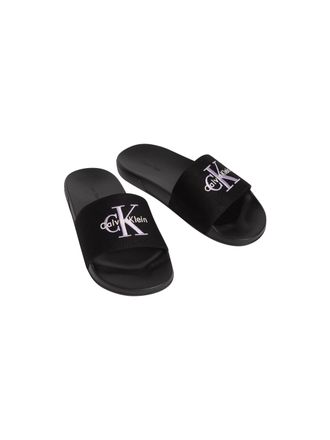 Calvin Klein Pantolette CALVIN KLEIN ESS SLIDE CV WN, Damen, Gr. 42, schwarz, Textil, Basic, Schuhe Pantolette, Sommerschuh, Poolslides, Pantolette, Strandschuh mi