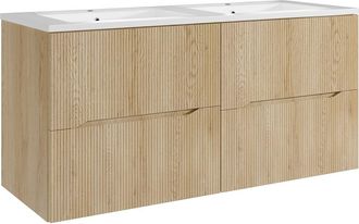 Vente-Unique H&auml;ngender Badezimmerschrank mit Einbauwaschbecken - Hell Natur - 120 cm - ORISO