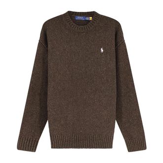 Polo Ralph Lauren Pull &agrave; col rond c&ocirc;tel&eacute; - Homme - Pulls - Brun - Taille: S
