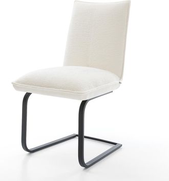 DELIFE Freischwinger Lelio-Flex Boucl&eacute; Soft Beige Freischwinger flach Schwarz Taschenfederkern, Esszimmerst&uuml;hle