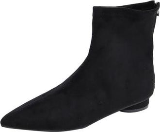 Generic Bottines plates en velours &agrave; bout pointu pour femme - Extensibles - Larges mollets - Confortables - L&eacute;g&egrave;res - Pour lhiver, Noir, 38.5 EU