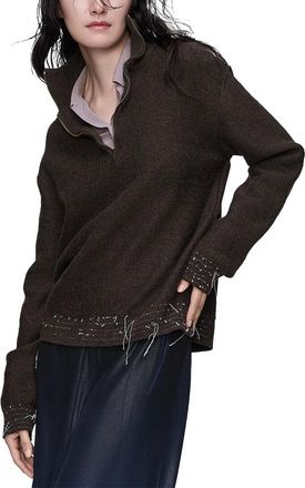 Maison Margiela Wool Quarter-Zip Sweater - Brown