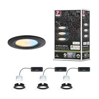 Paulmann 92446 LED Einbauleuchte Nova Coin IP44 rund 78mm Tunable White 3x6W 3x530lm 230V Schwarz matt Alu Druckguss