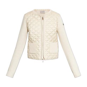 Moncler Femme, Pulls, Beige, Taille: 42 FR Cardigan avec Devant Matelass&eacute;