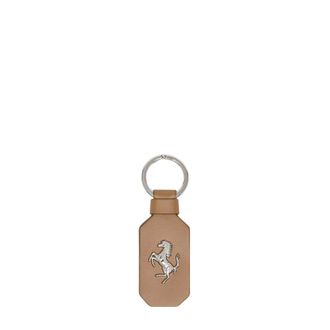 Ferrari Porte-cl&eacute;s en cuir avec Cheval Cabr&eacute; - Homme - Accessoires - Beige - Taille: ONE Size