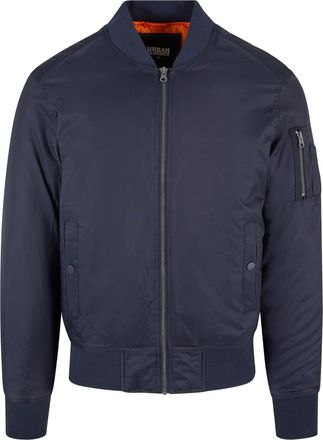 Urban Classics Herren Jacke - Basic Bomber Jacket, Bomberjacke mit aufgesetzter Tasche und Zipper am Arm, Blau (Navy 155), Gr. Medium