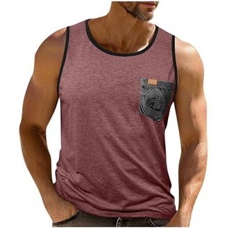 Generic Gilets de sport pour homme - Chemise l&eacute;g&egrave;re et d&eacute;contract&eacute;e sans manches - Classique - Extensible - Col rond - Respirant - Pour lentra&icirc;nement, la cour