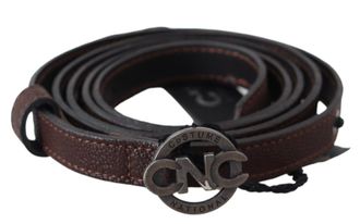Costume National Leather Round Logo Buckle Belt - Brown