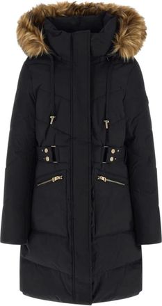 Guess Femme, Manteaux, Noir, Taille: 40 FR Manteau matelassé ceinturé avec fausse fourrure