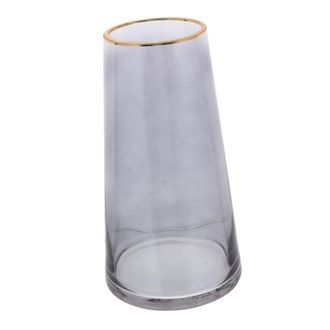 Cabilock Elegante Glasvase mit Goldakzent Kleine Dekorative Desktop vase aus Robustem Glas Moderner Blumentopf f&uuml;r Blumenarrangements und Hydroponik Stilvolles