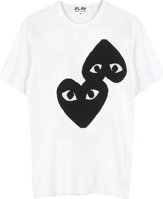 Comme Des Gar&ccedil;ons Homme, Tops, Blanc, Taille: M Double Heart T-Shirt