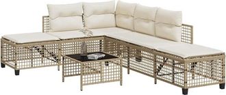 vidaXL Salon de jardin dangle avec coussins 3pcs beige résine tressée - Vidaxl