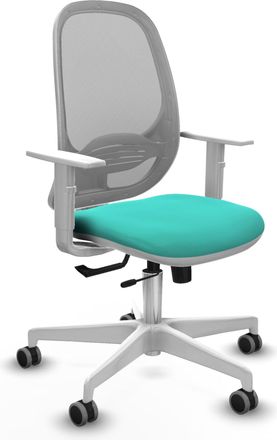 Piqueras y Crespo B&uuml;rostuhl Cilanco mit wei&szlig;en Armlehnen, ausgestattet mit Syncro/Traslack und Schneideschaum, mit Rollen 65 mm, Parkett, Grau/T&uuml;rkis