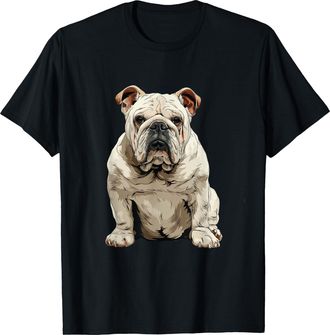 Whyitsme Design Wei&szlig;e Bulldogge Illustration T-Shirt