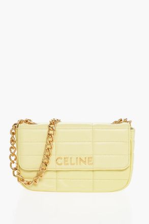 Celine Quilted Leather Shoulder Bag with Gold Chain Strap Celine