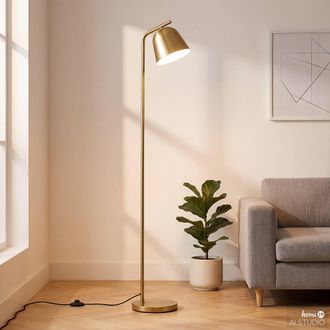 Loistaa home24 Stehleuchte Larvik 17 x 137 x 17cm Gold/Messing Material: Metall Metallart: Eisen Oberfl&auml;che Metall: Poliert E27