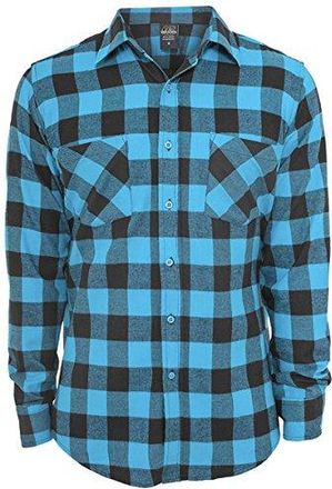 Urban Classics Checked Flanell Shirt - Chemise Homme, Multicolore (Blk/Tur) - Medium (Taille fabricant: Medium)