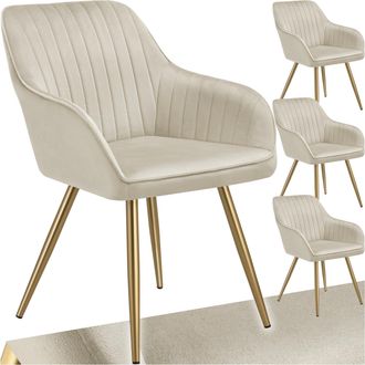 TecTake Esszimmerstuhl, gesteppter Samtstoff Stuhl, mit Armlehnen, als Essgruppe, K&uuml;chenst&uuml;hle modern, gem&uuml;tlicher Sessel Wohnzimmer, Dining Lounge, Schminkti