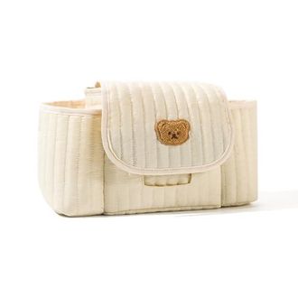 Generic Sac &agrave; main matelass&eacute; pour couches, sac de rangement pour chariot &agrave; main pour b&eacute;b&eacute;, fourre-tout moelleux (Beige)