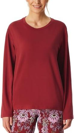 Schiesser Damen Schlafshirt Langarm Baumwolle-Mix + Relax Haut de Pijama, Rouge fonc&eacute; 182103, 48 Femmes